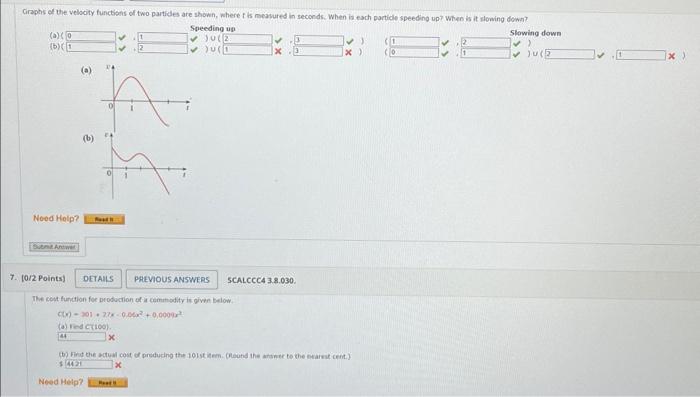 Solved Cirsphs of the velocity functions of two partides are | Chegg.com
