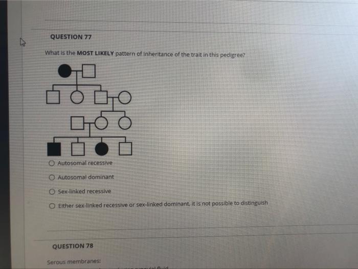 Solved QUESTION 77 What is the MOST LIKELY pattern of | Chegg.com