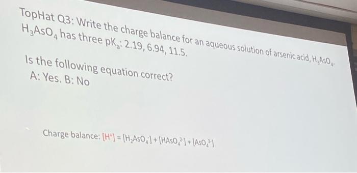 Solved TopHat Q3: Write the charge balance for an aqueous | Chegg.com