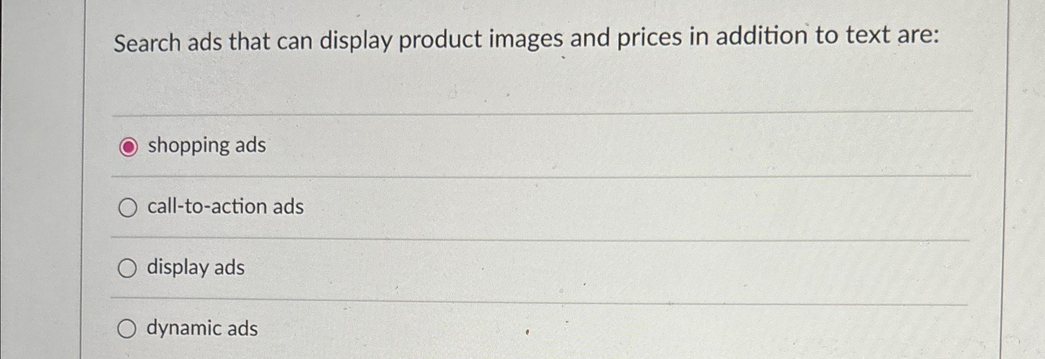Solved Search ads that can display product images and prices | Chegg.com
