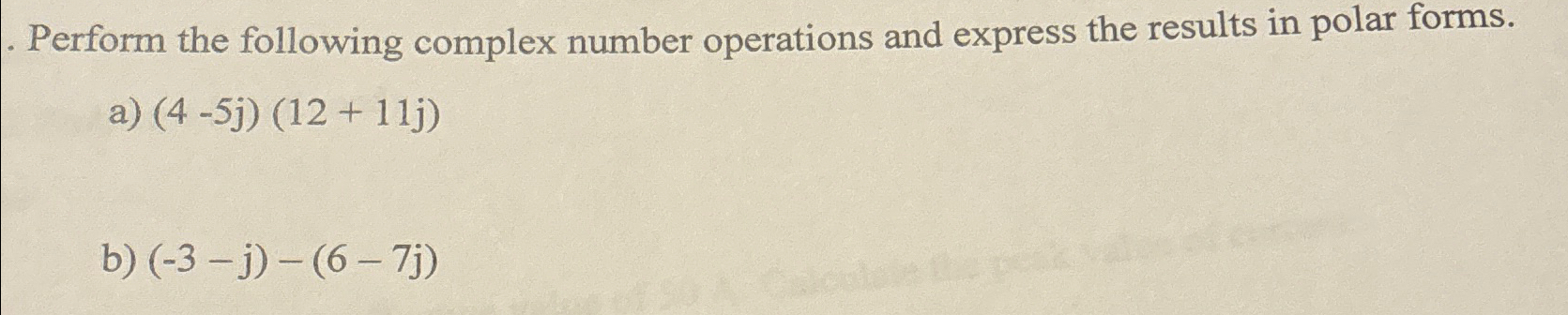 Perform the following complex number operations and | Chegg.com