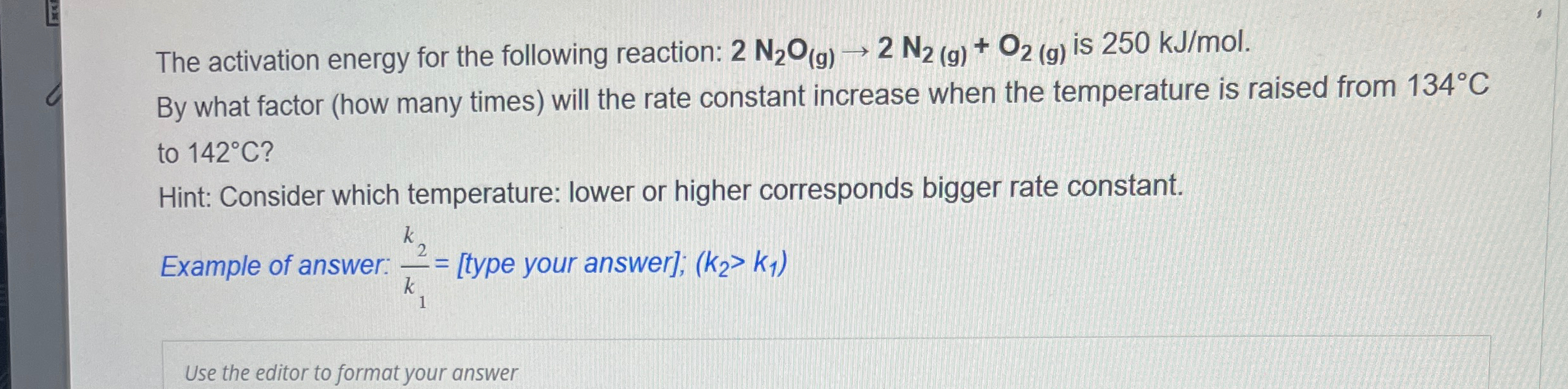 Solved The activation energy for the following reaction: | Chegg.com