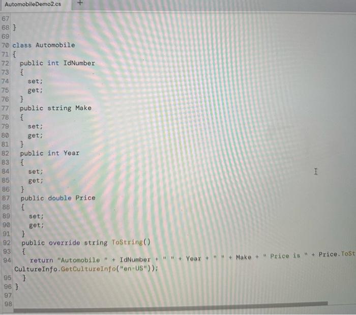 Solved Answer must be in C#!Using the following code all the | Chegg.com