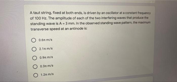 Solved A taut string, fixed at both ends, is driven by an | Chegg.com