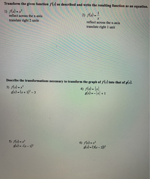 Solved Transform the given function f(x) as described and | Chegg.com