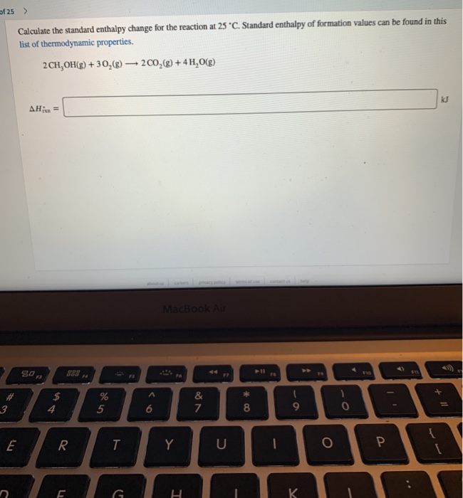 Solved af 25 > Calculate the standard enthalpy change for | Chegg.com