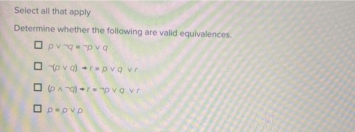 Solved Select all that apply Determine whether the following | Chegg.com