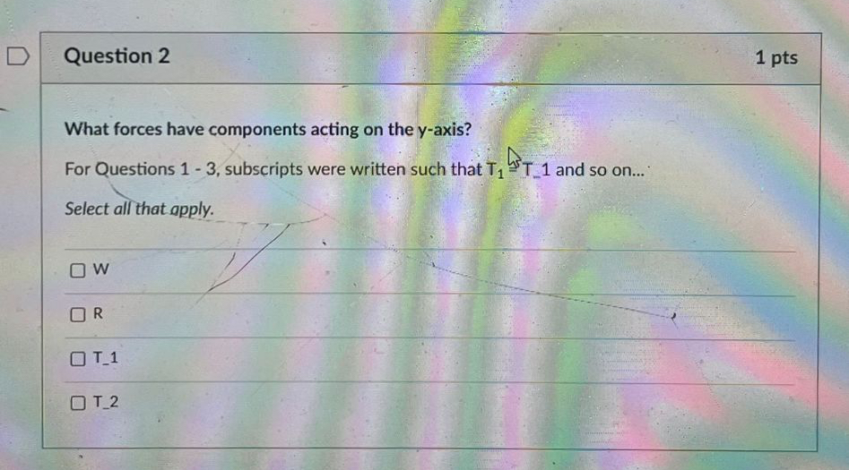 Solved Question 21 ﻿ptsWhat forces have components acting on | Chegg.com