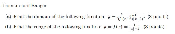Solved Domain and Range:(a) ﻿Find the domain of the | Chegg.com