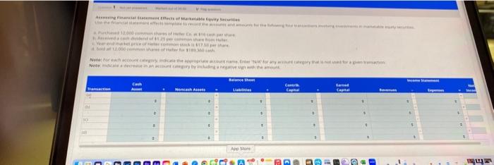 Solved Assessing Financial Statement Effectz of Marketable | Chegg.com