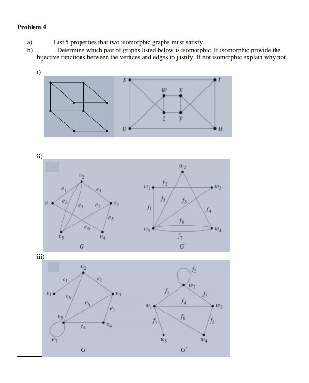 Solved Problem 4 b) List 5 properties that two isomorphic | Chegg.com