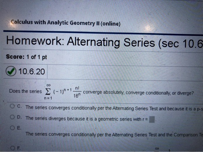 Solved Calculus with Analytic Geometry II (online) Homework: | Chegg.com Solved Calculus with Analytic Geometry II (online) Homework: | Chegg.com