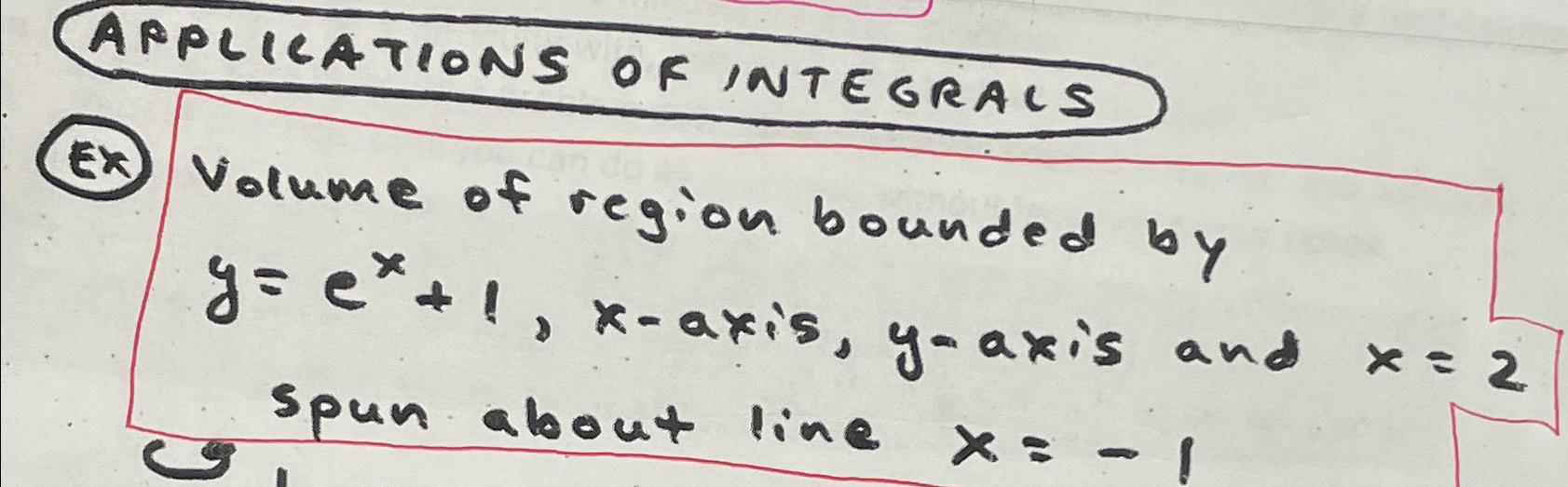 Solved APPLICATIONS OF INTEGRALS(Ex) ﻿Volume of region | Chegg.com