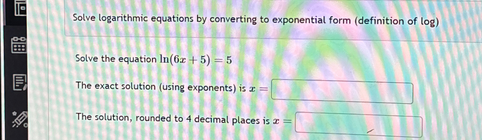 Solved Solve logarithmic equations by converting to | Chegg.com