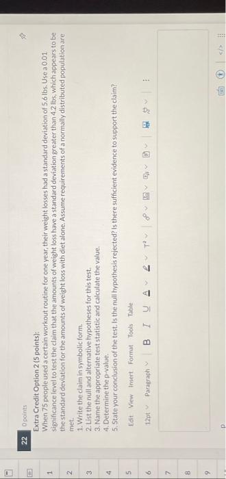 Solved 0 points Extra Credit Option 2 (5 points): When 75 | Chegg.com