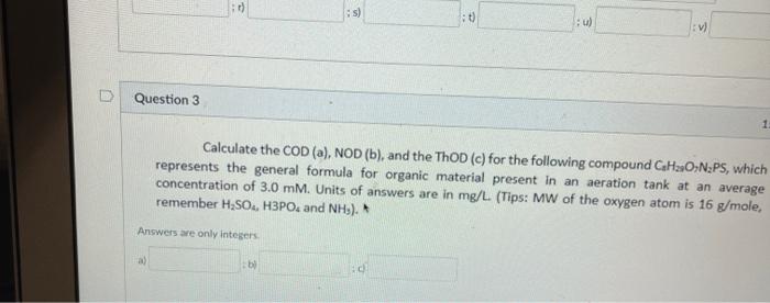 Solved s) Question 3 1 Calculate the COD (a), NOD (b), and | Chegg.com