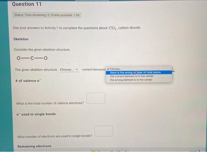 Solved Question 11 Status: Tries remaining 3 | Points | Chegg.com