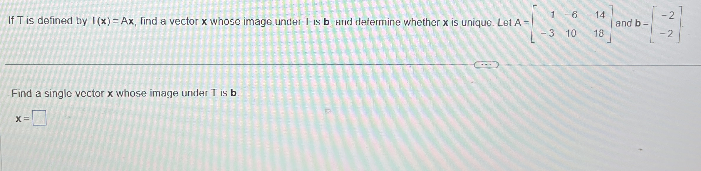 Solved If T ﻿is defined by T(x)=Ax, ﻿find a vector x ﻿whose | Chegg.com