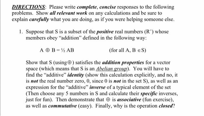 Solved DIRECTIONS: Please write complete, concise responses | Chegg.com