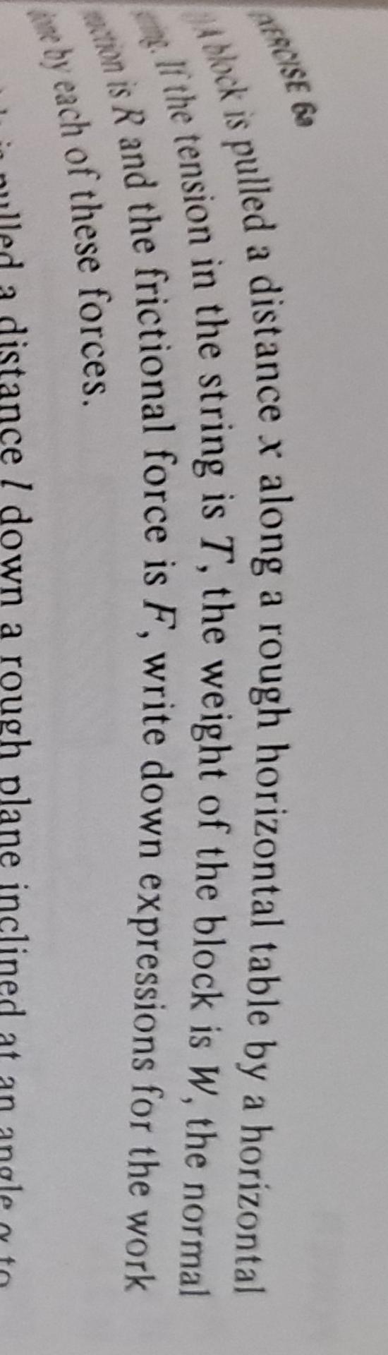 Solved pulled a distance x along a rough horizontal table by | Chegg.com