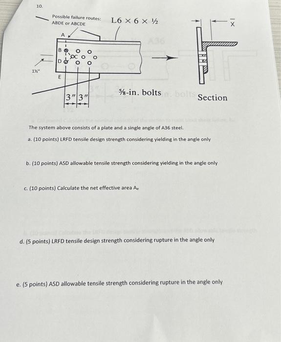 Solved a. (10 points) LRFD tensile design strength | Chegg.com
