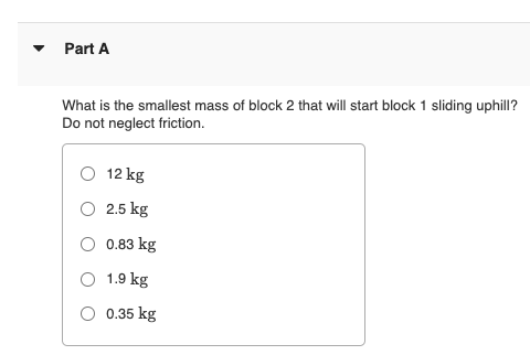 Solved What is the smallest mass of block 2 ﻿that will start | Chegg.com