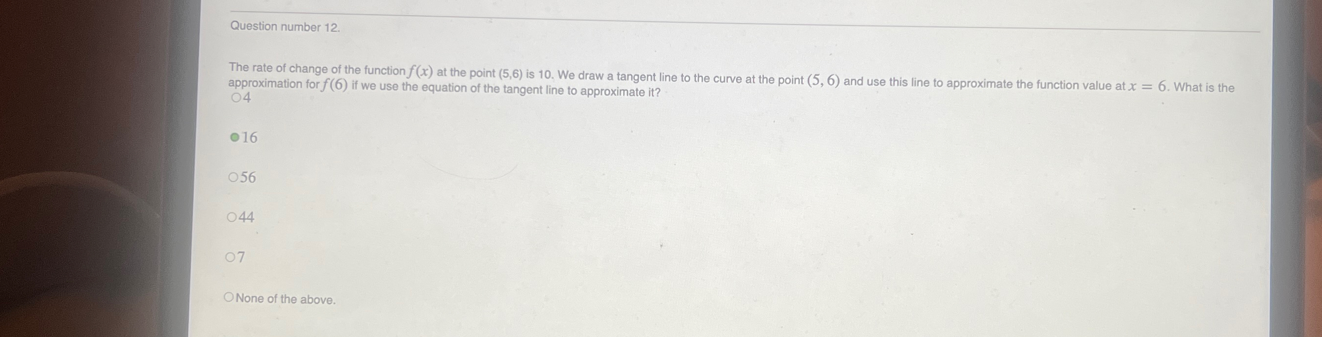 Solved Question number 12.The rate of change of the function | Chegg.com