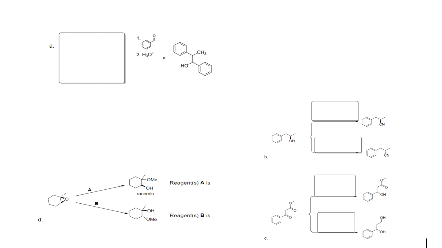 Solved For the following reactions, please provide the | Chegg.com