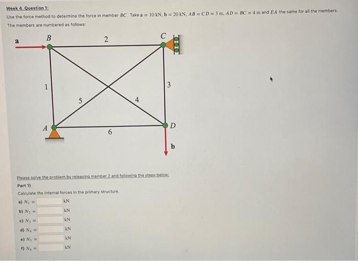 Solved Week 4. Question 1 Use the force method to determine | Chegg.com