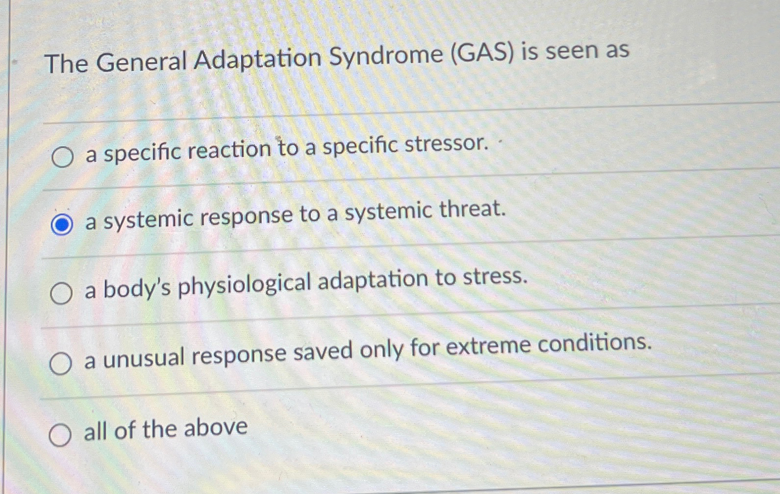 Solved The General Adaptation Syndrome (GAS) ﻿is seen asq,a | Chegg.com