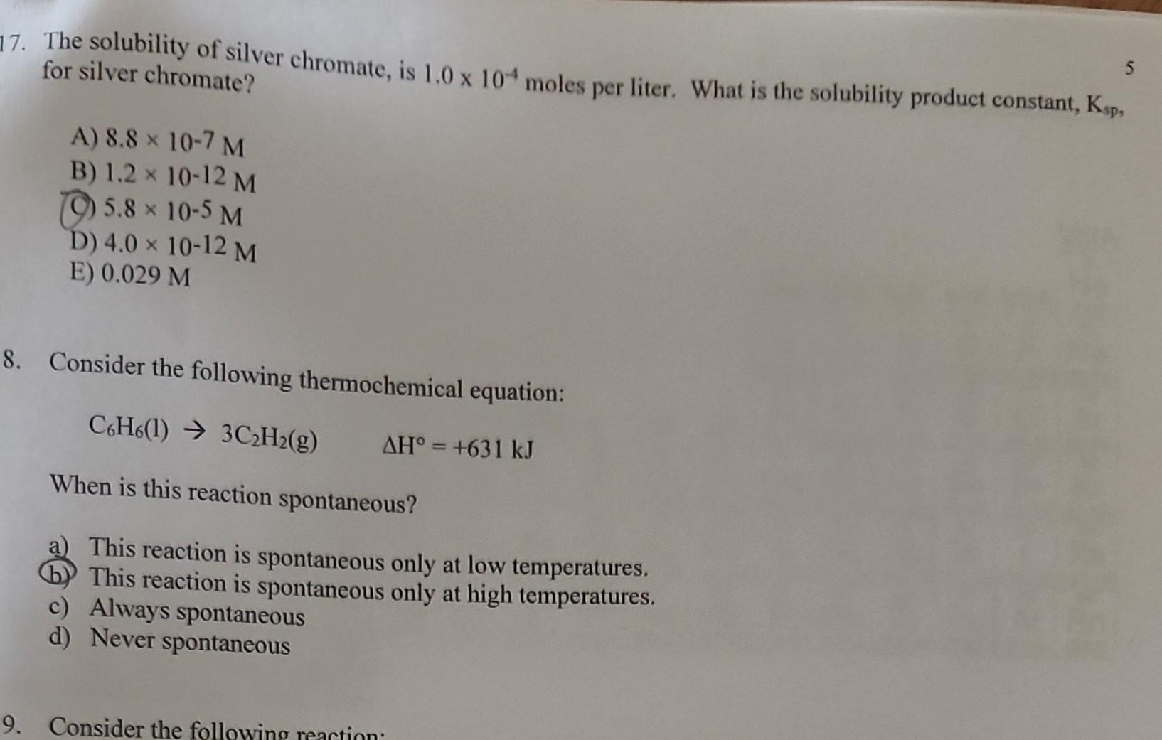 Solved 7. The solubility of silver chromate, is 1.0×10−4 | Chegg.com