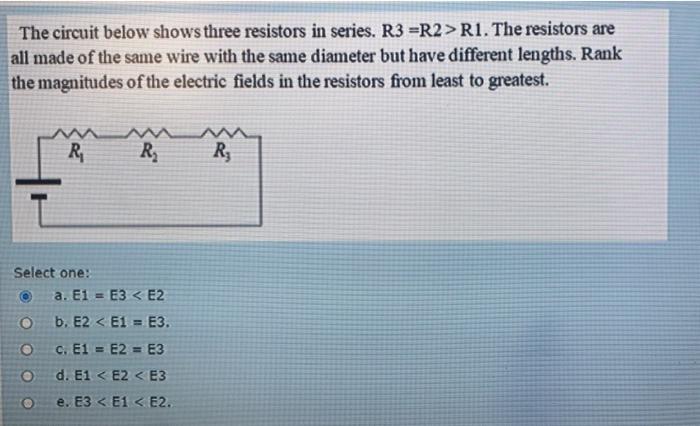 Solved The circuit below shows three resistors in series. R3 | Chegg.com