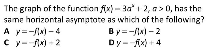 Solved The graph of the function f(x)=3ax+2,a>0, has the | Chegg.com