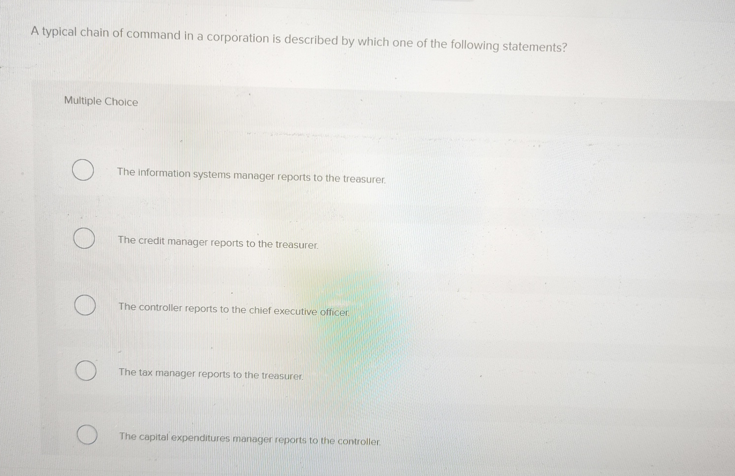 Solved A typical chain of command in a corporation is | Chegg.com