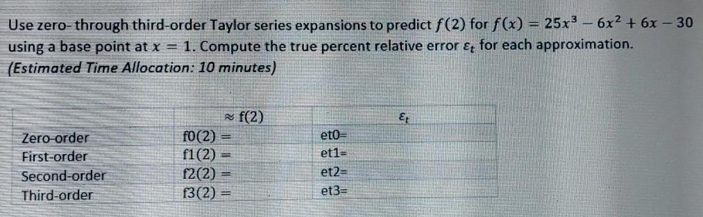 Solved Use zero-through third-order Taylor series expansions | Chegg.com