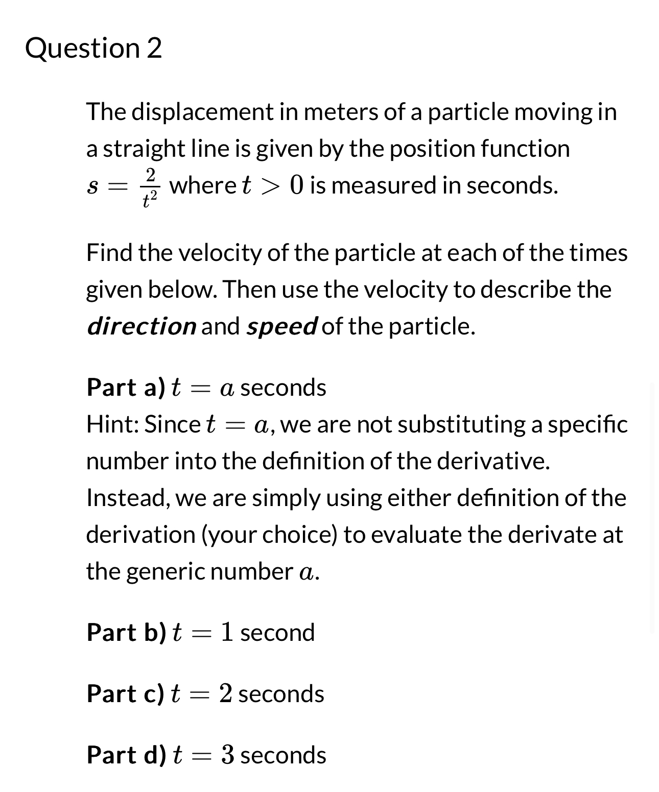 Solved Question 2The displacement in meters of a particle | Chegg.com