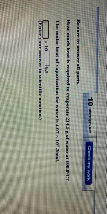 Solved 10 attempts left Check my work Be sure to answer all | Chegg.com