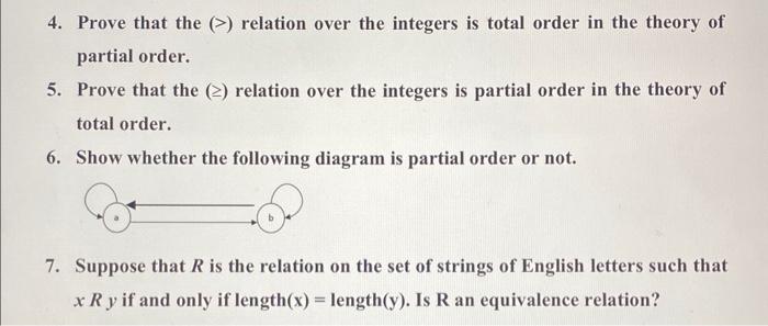 Solved 4. Prove that the (>) relation over the integers is | Chegg.com