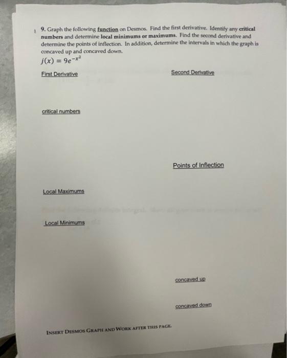 Solved 9 Graph The Following Function On Desmos Find The