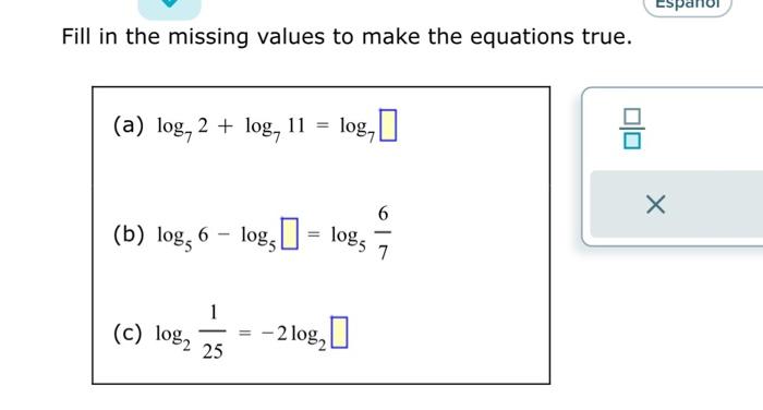 Solved Fill in the missing values to make the equations | Chegg.com