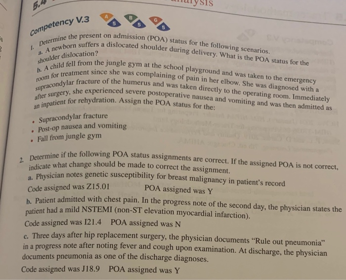 Solved 1. Determine the present on admission (POA) status | Chegg.com