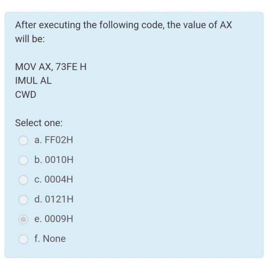 Solved After executing the following code, the value of AX | Chegg.com