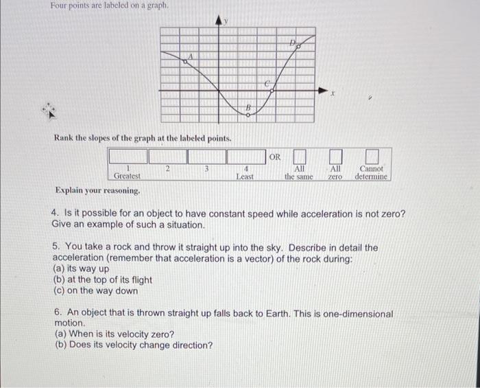 Solved Four points are labeled on a graph. Rank the slopes | Chegg.com