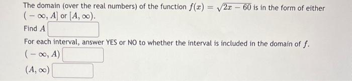 Solved The domain (over the real numbers) of the function | Chegg.com