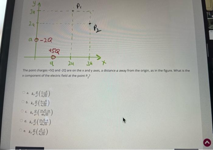 Solved The point charges +5Q and −2Q are on the x and y | Chegg.com