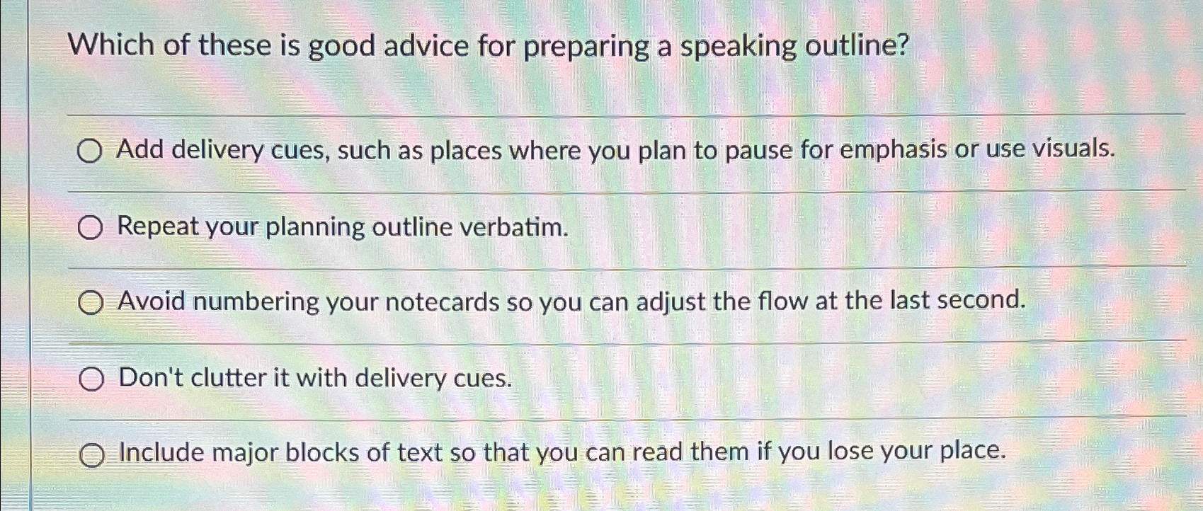Solved Which of these is good advice for preparing a | Chegg.com