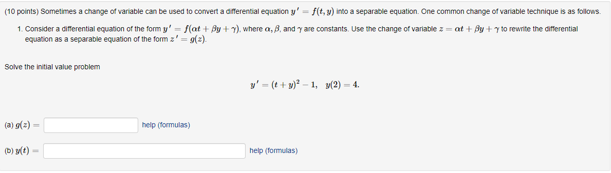 Solved (10 ﻿points) ﻿Sometimes a change of variable can be | Chegg.com