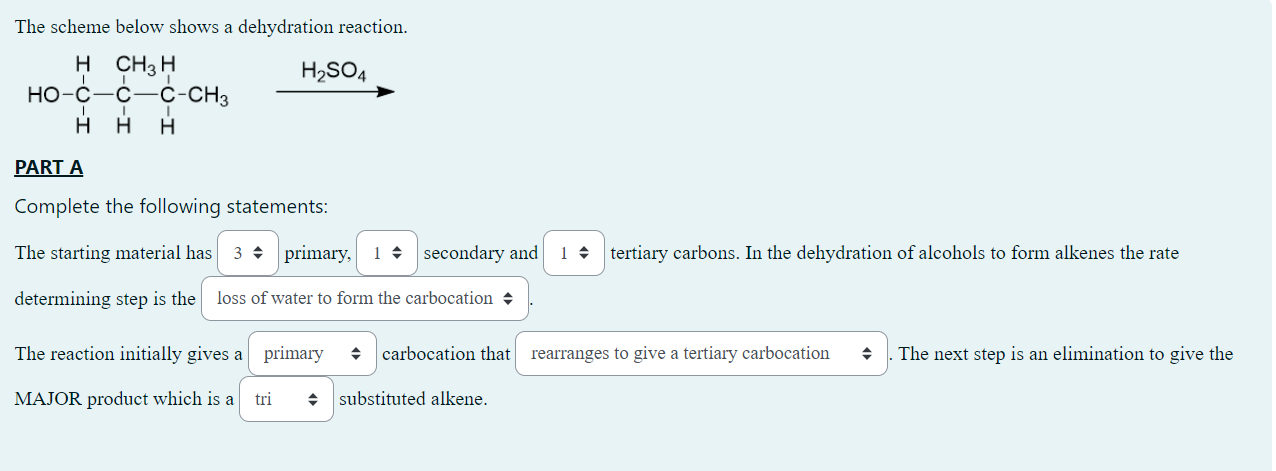 Solved The scheme below shows a dehydration reaction.PART | Chegg.com