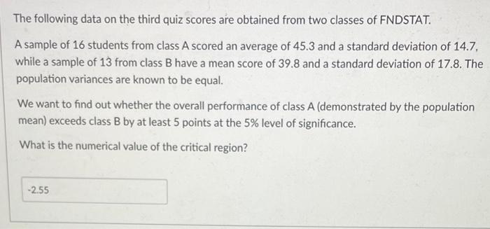 Solved The following data on the third quiz scores are | Chegg.com