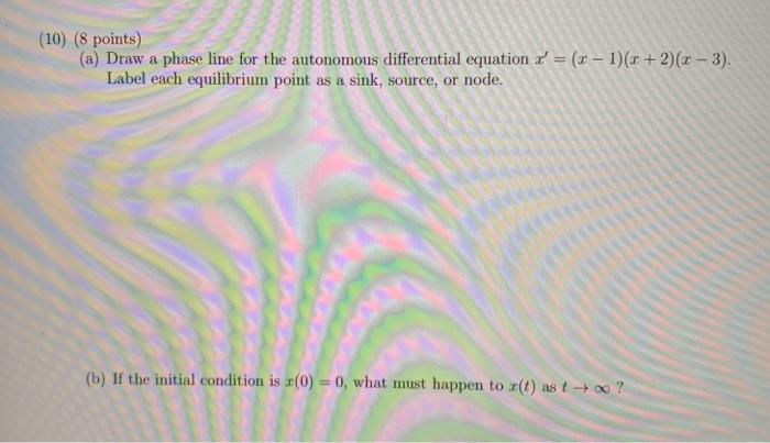 Solved (10) (8 points) (a) Draw a phase line for the | Chegg.com